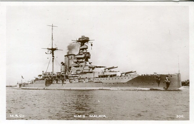 HMS MALAYA (1915) WWI WWII Royal Navy battleship postcard £6.50 ...