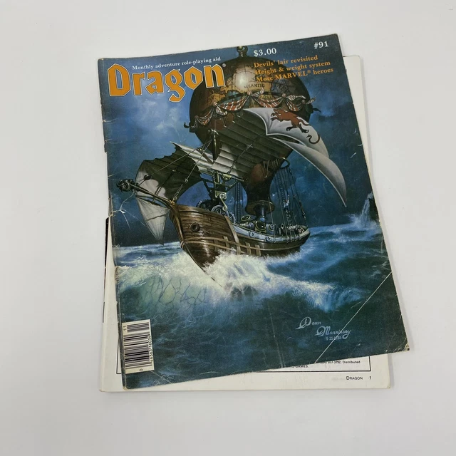 DRAGON MAGAZINE (TSR Dungeons & Dragons role-playing aid) issue 91 £4. ...