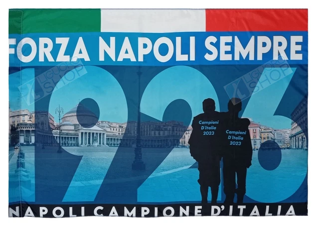 BANDIERA FORZA NAPOLI SEMPRE 1926 CAMPIONI D'ITALIA 3° SCUDETTO CM ...