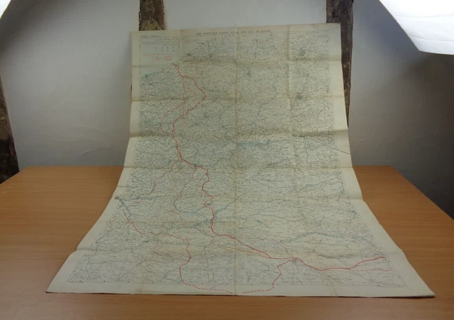 LARGE WW1 BRITISH map of "THE WESTERN FRONT" showing ALLIED GAINS (MAR ...