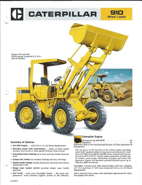 EQUIPMENT BROCHURE - Caterpillar - 910 - Wheel Loader - c1979 (E3073 ...