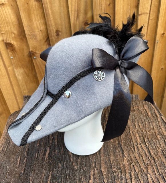 STUNNING BRIDGERTON INSPIRED Grey Black Hat Renaissance 57cm (20) £6.99 ...