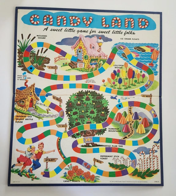 VINTAGE 1962 CANDY LAND BOARD GAME board only great graphics & colors ...