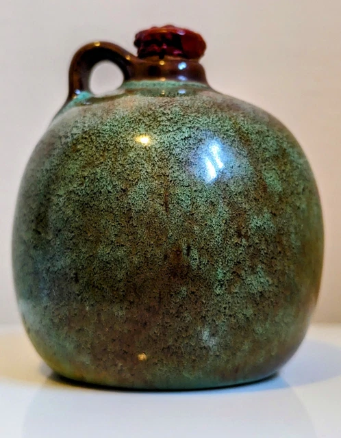 RARE CHESTER NICODEMUS Pottery 3" whiskey Jug OHIO Red Clay Green $75. ...