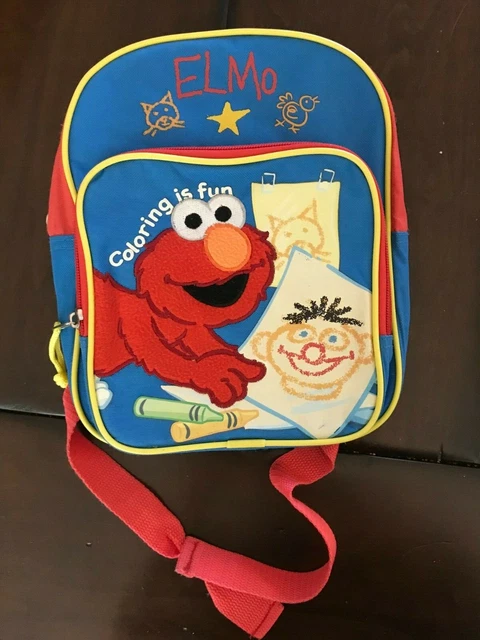 SESAME STREET ELMO Coloring Blue Red Child's Backpack £17.22 - PicClick UK
