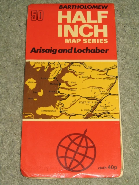 BARTHOLOMEWS HALF INCH Map - sheet 50 Arisaig & Lochaber - on cloth ...
