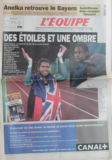 L ’EQUIPE ET son supplément du 26/9/2000 – JO 2000 Sydney - Cathy ...
