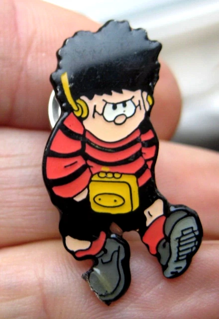 DENNIS THE MENACE Beano comic SONY WALKMAN vintage 1980s metal enamel ...