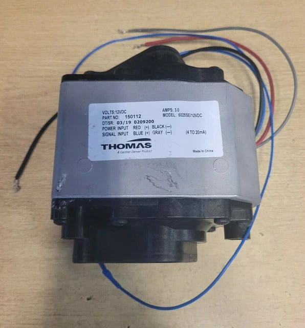 THOMAS 6025SE/12VDC LINEAR Diaphragm Compressor/ Pump 150112 Gardner ...