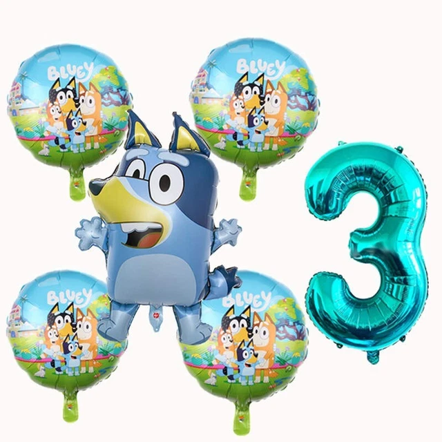 BLUEY BALLOONS FOR 3rd Birthday Blue Balloon Set Party Decorations Age ...