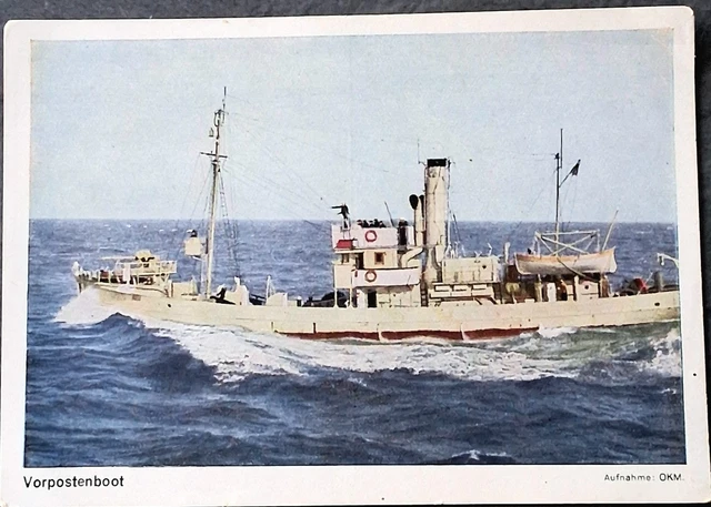 ALTE FARBIGE ANSICHTSKARTE Kriegsmarine: Vorpostenboot EUR 5,00 ...