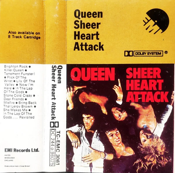 QUEEN. SHEER HEART Attack (RARE ORIGINAL 1974 UK CASSETTE ALBUM) NO ...