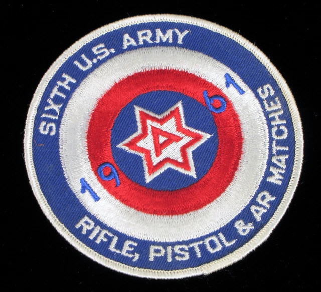 VINTAGE MILITARY PATCH Sixth Us Army Rifle Pistol Ar Matches 1961 Bulls ...
