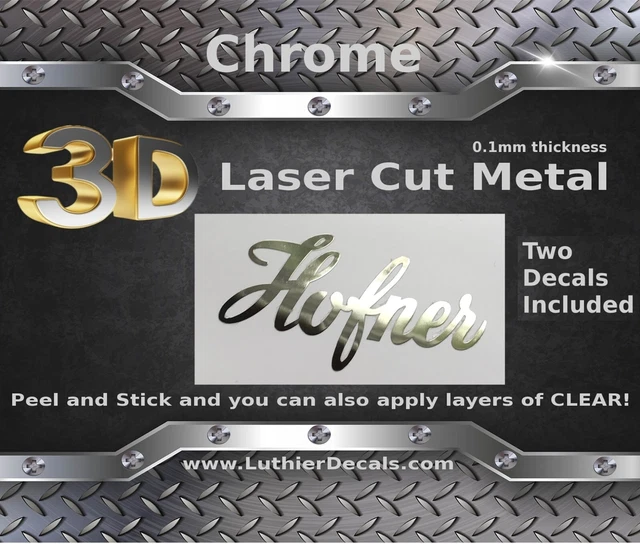 HOFNER GUITAR HEADSTOCK Decal Restoration Logo 3D Laser Cut Metal M36 ...