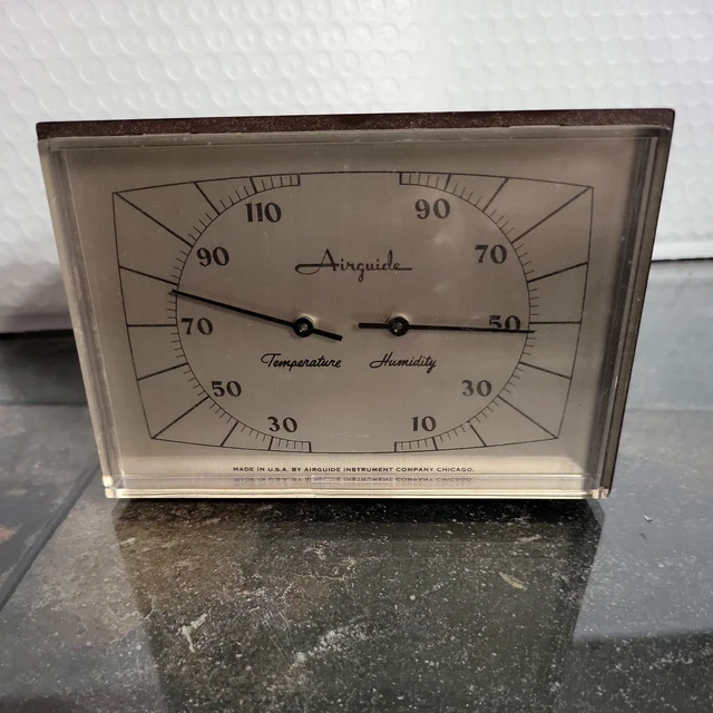 AIRGUIDE TEMPERATURE & Humidity Desktop Weather Station Vintage Art ...