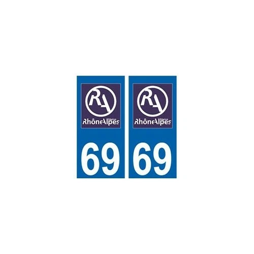 69 RHÔNE ALPES autocollant plaque nouveau logo sticker auto voiture ...