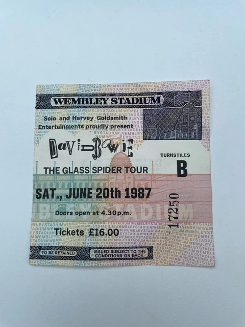 VINTAGE CONCERT TICKET - The Glass Spider Tour - June 20th 1987 - David ...