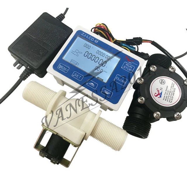 ZJ-LCD-M G1& FLOW Water Sensor Meter+Solenoid valve+Digital LCD Display ...