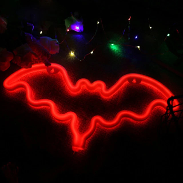 NEON BAT LIGJT Gothic Light Led Bats Sign Wall Decoration Child £14.35 ...