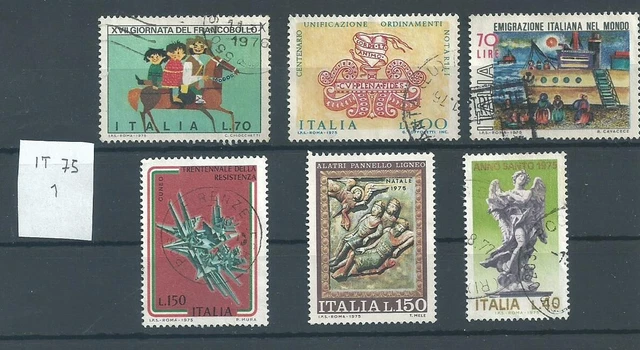 FRANCOBOLLI ITALIA ANNO 1975 n° 6 esemplari usati in buone condizioni ...