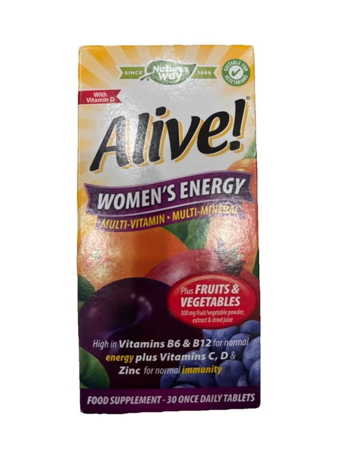 NATURES WAY ALIVE! Women's Energy Multi-Vitamin and Minerals. 30. BBE ...