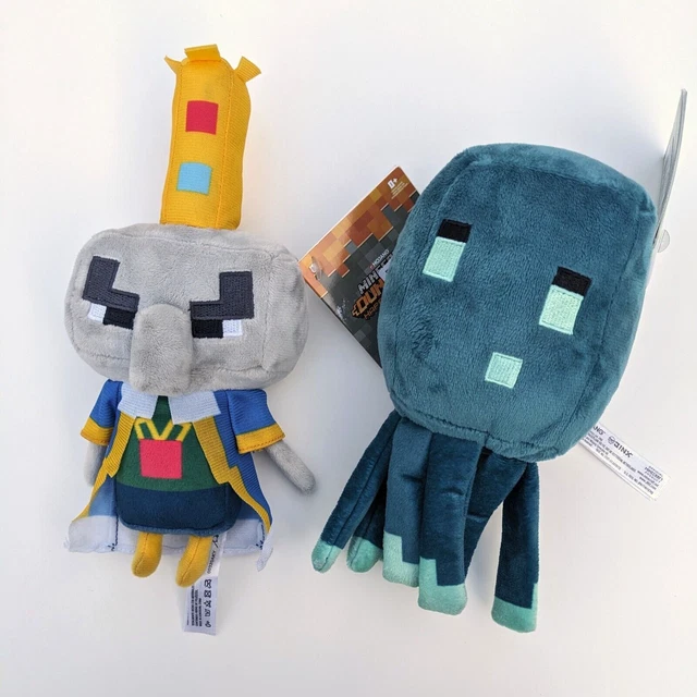 MINECRAFT DUNGEONS HAPPY Explorer ARCH-ILLAGER+GLOW SQUID Plush Mojang ...