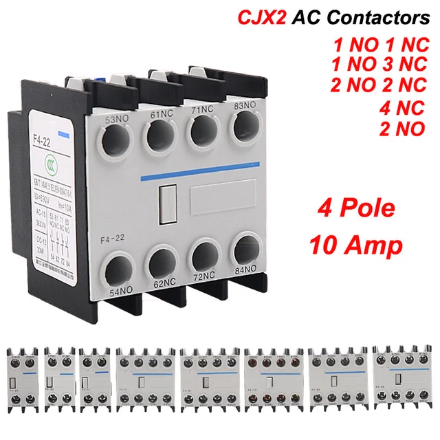AC CONTACTORS RELAYS 10 Amp 4 Pole Din Rail Mount Normal Open/Normal ...