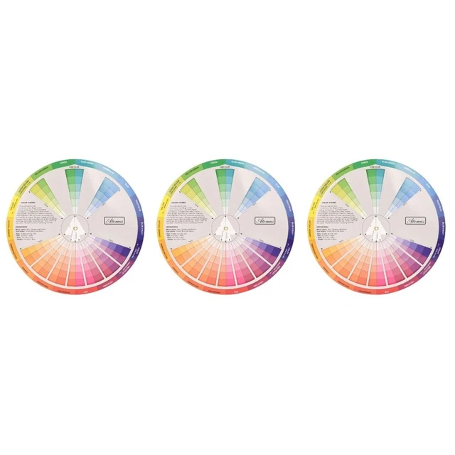 3 PCS PAINT Color Wheel Poster Rotation Gradient Board Chart Paper Card ...
