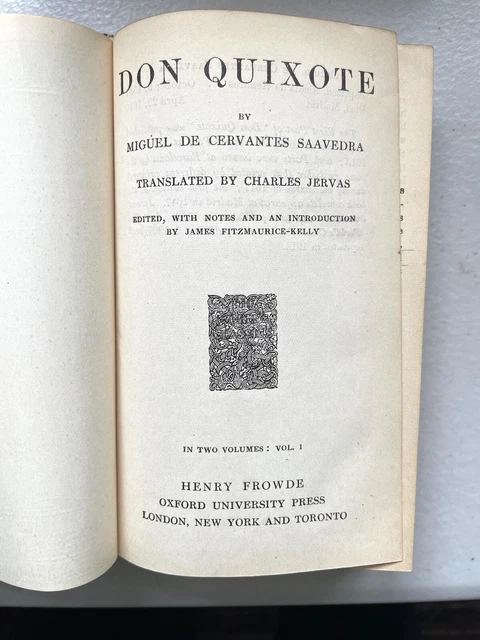 DON QUIXOTE DE La Mancha Translation By Charles Jervas 1912 Edition ...