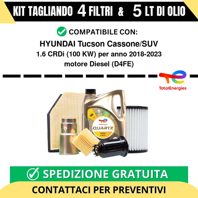 TAGLIANDO PER HYUNDAI Tucson Cassone/SUV 1.6 CRDi 100 kw - 5 Lt di ...