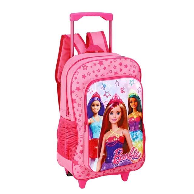 BARBIE DOLL WHEELED Deluxe Trolley Backpack Cabin Luggage Girls Pink £ ...