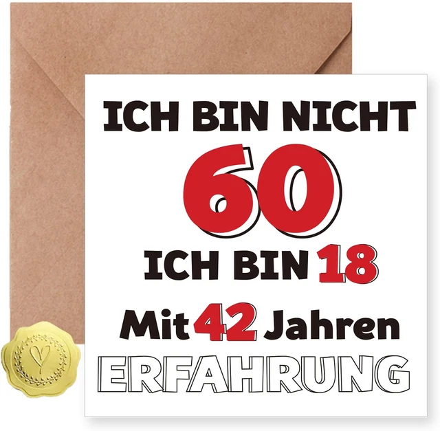 GEBURTSTAGSKARTE 60 MIT Umschlag Lustige Grußkarten Für Frau Mann 60 ...