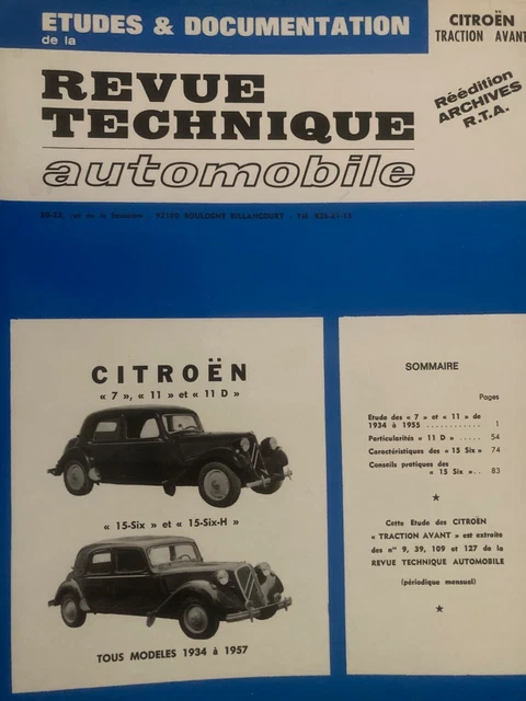Citroen Traction 15 Six Fiche Technique