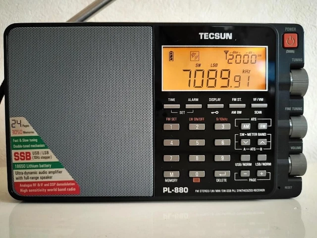 TECSUN PL-880 FM/LW/MW/SW SSB PLL shortwave radio with 3050 station ...