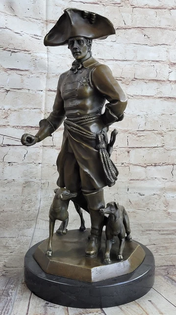 FREDERICK THE GRAND Guerrier King Avec Deux Chiens Bronze Sculpture ...