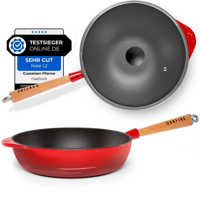 OAKFIRE GUSSEISEN PFANNE Schmorpfanne Bratpfanne emailliert 28cm ...