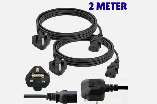 POWER CORD UK Plug to IEC Cable PC Mains Kettle Lead C13 - 2 & 3m £5.50 ...