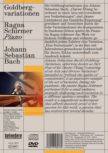 BACH: GOLDBERG VARIATIONS (DVD) Ragna Schirmer EUR 28,79 - PicClick IT