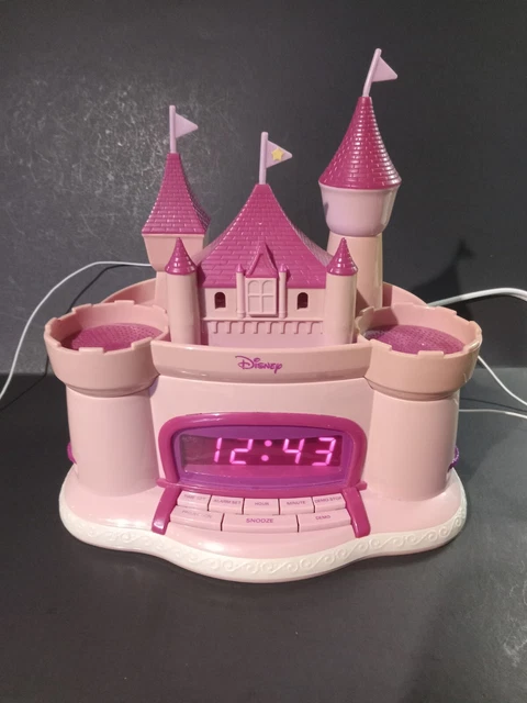 WALT DISNEY PINK Princess Castle Am/Fm Radio Alarm Clock and Projector ...