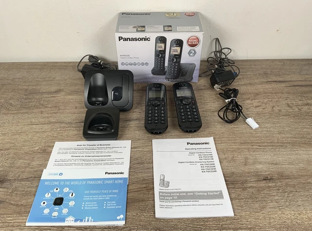 PANASONIC KX-TGC212 CORDLESS Phone with Twin Handsets and Caller ID in Black £25.00 - PicClick UK