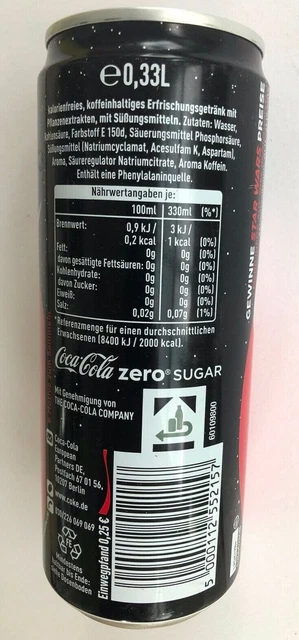 COCA COLA ZERO Dose STAR WARS 0,33L Neu Voll DIE LETZTEN JEDI 2017 EUR ...