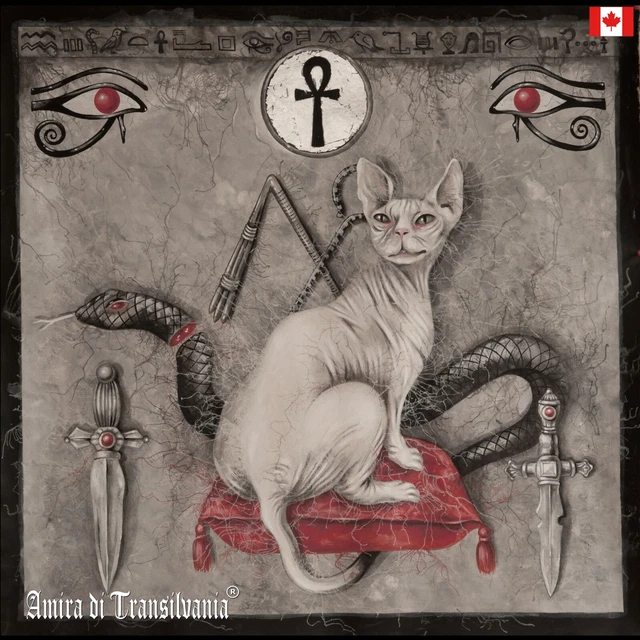 PAINTING CONTEMPORARY ART modern esoteric egyptian symbol sphynx cat ...