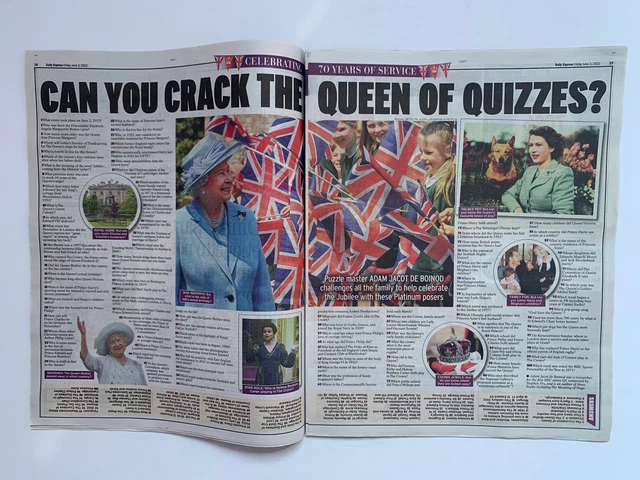 QUEEN ELIZABETH II Platinum Jubilee Daily Express Newspaper Special ...