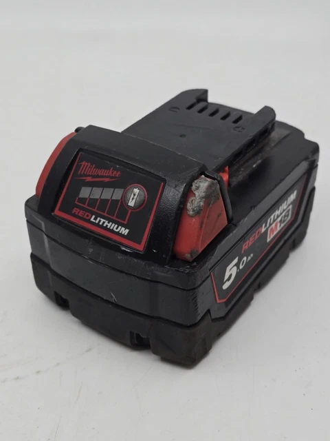 GENUINE MILWAUKEE M18B5 Battery Red Lithium-Ion M18 5.0Ah £29.99 ...