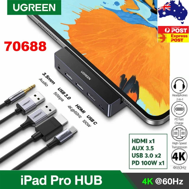 UGREEN 70688 5-IN-1 USB-C Multiport Adaptor Hub For iPad Pro -HDMI, USB, 3.5mm EUR 51,91 ...