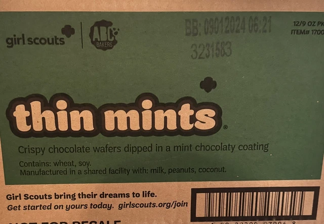 GIRL SCOUT COOKIES 2024 ABC Baker Thin mints 12 Packages (1 Cases) £69. ...
