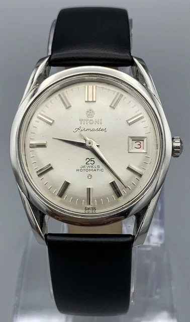 GENUINE TITONI AIRMASTER 25 Jewels Rotomatic Swiss Made Date Men's ...