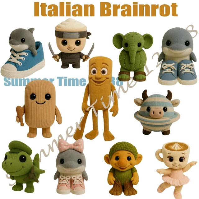 TUNG TUNG SAHUR & Tralalero Tralala Plush Toy Italian Brainrot Wooden Toy £20.39 - PicClick UK