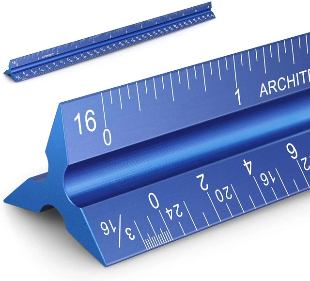 12& ARCHITECTURAL SCALE Ruler Aluminum Architect Scale Ruler Engineers ...