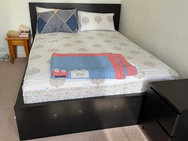 BLACK STORAGE BED Frame with 2 Drawers + 2-Drawer Bedside Table £198.30 ...